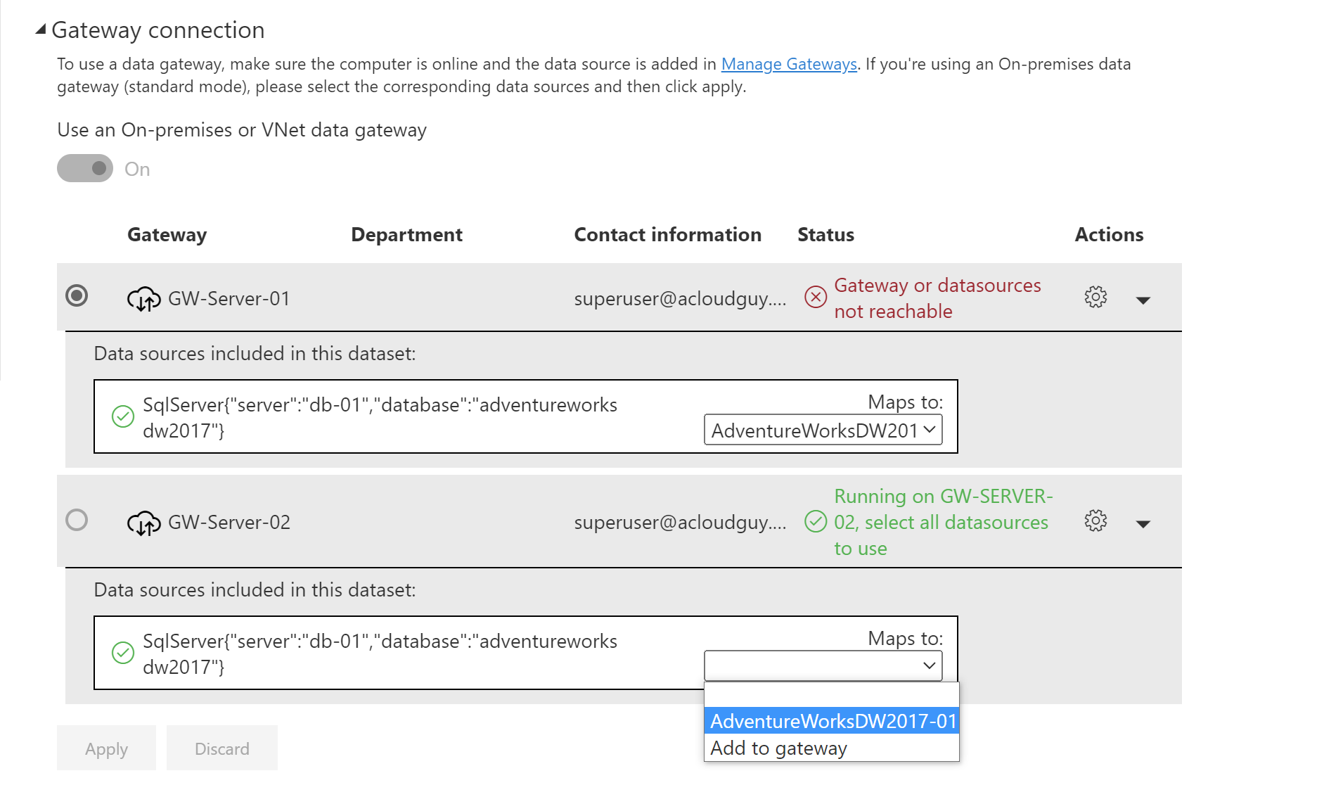 Power Bi Restore Datasets To New On Premise Gateway When Old Gateway Has Failed Or Recovery